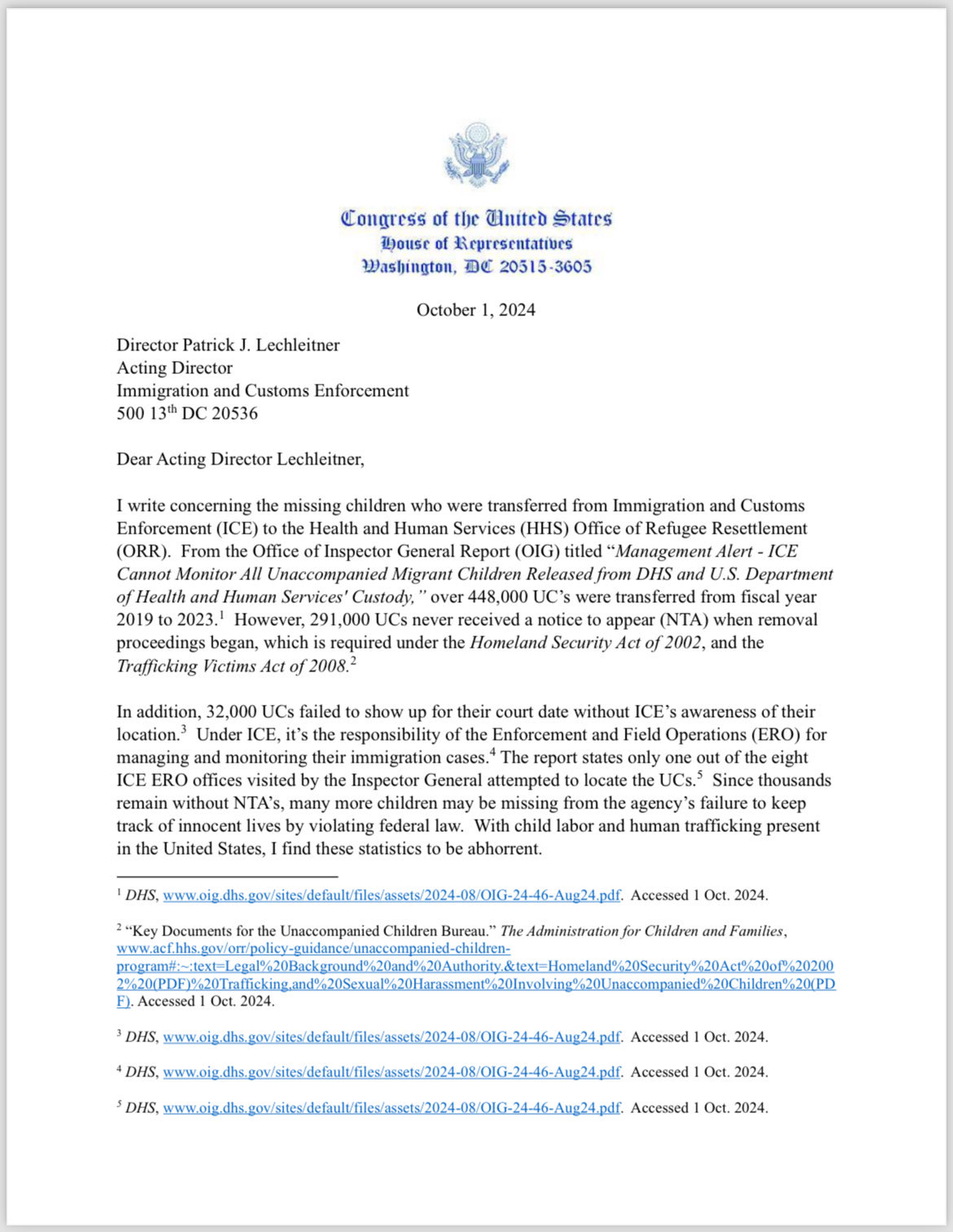 Michael Cloud demands answers from ICE over nearly 300,000 missing migrant children