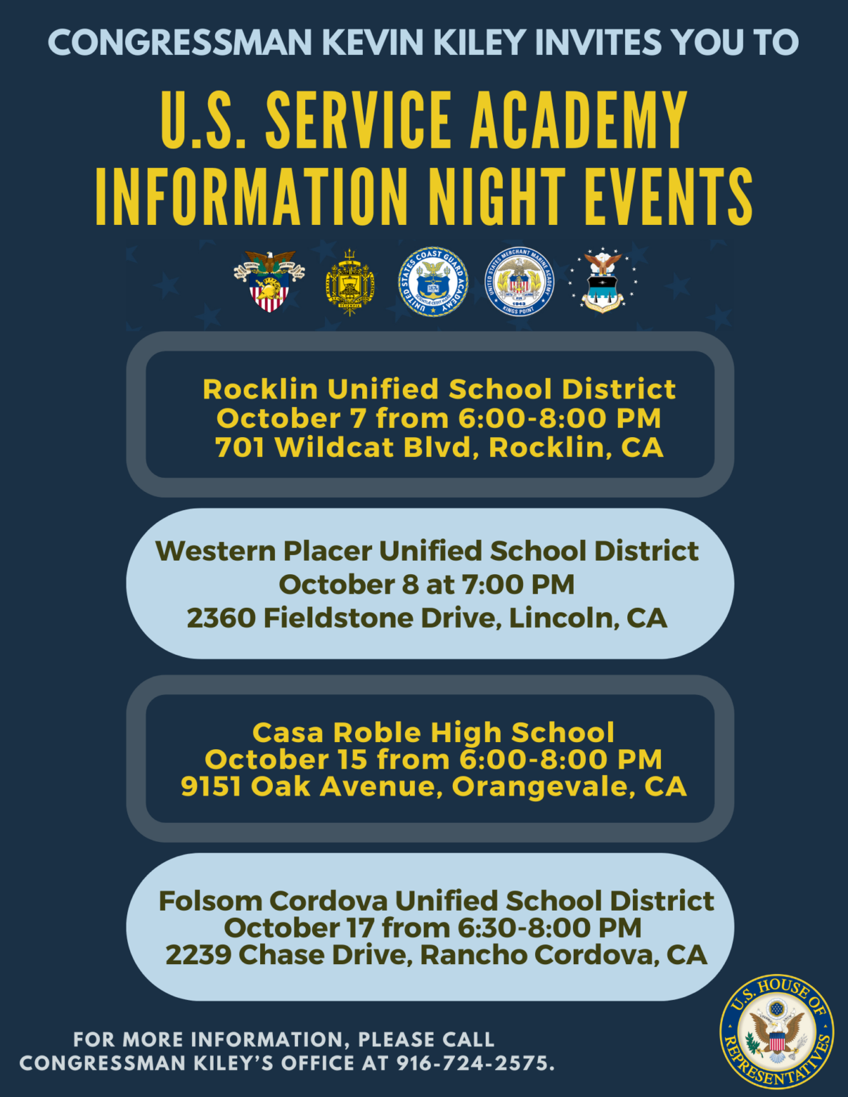 Service Academy Nominations - Kevin Kiley