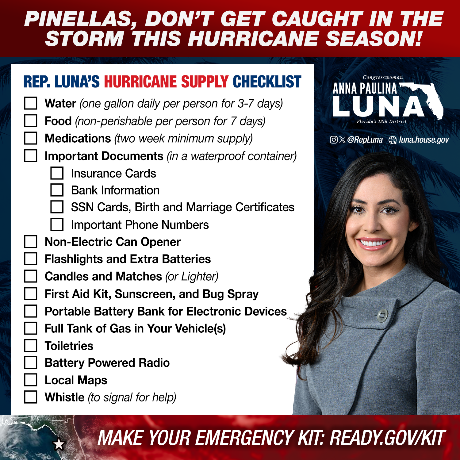 Rep. Luna's Hurricane Milton Resources