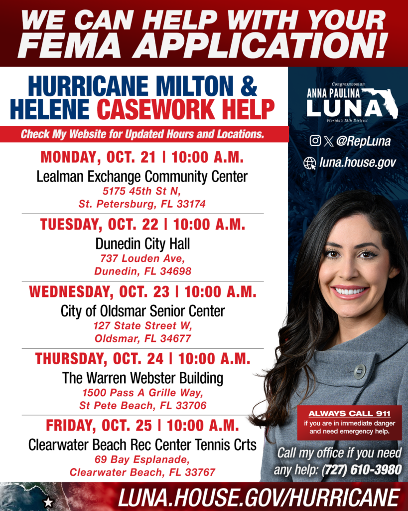 Rep. Luna's Hurricane Milton Resources - Anna Paulina Luna